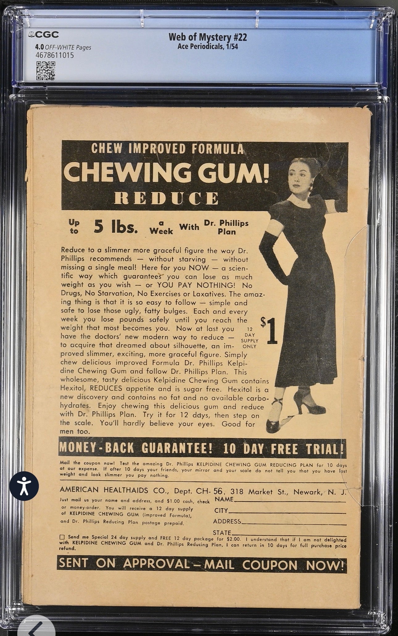 WEB OF MYSTERY #22 (ACE Periodicals, 1954) CGC 4.0 Pre Code Golden Age ...